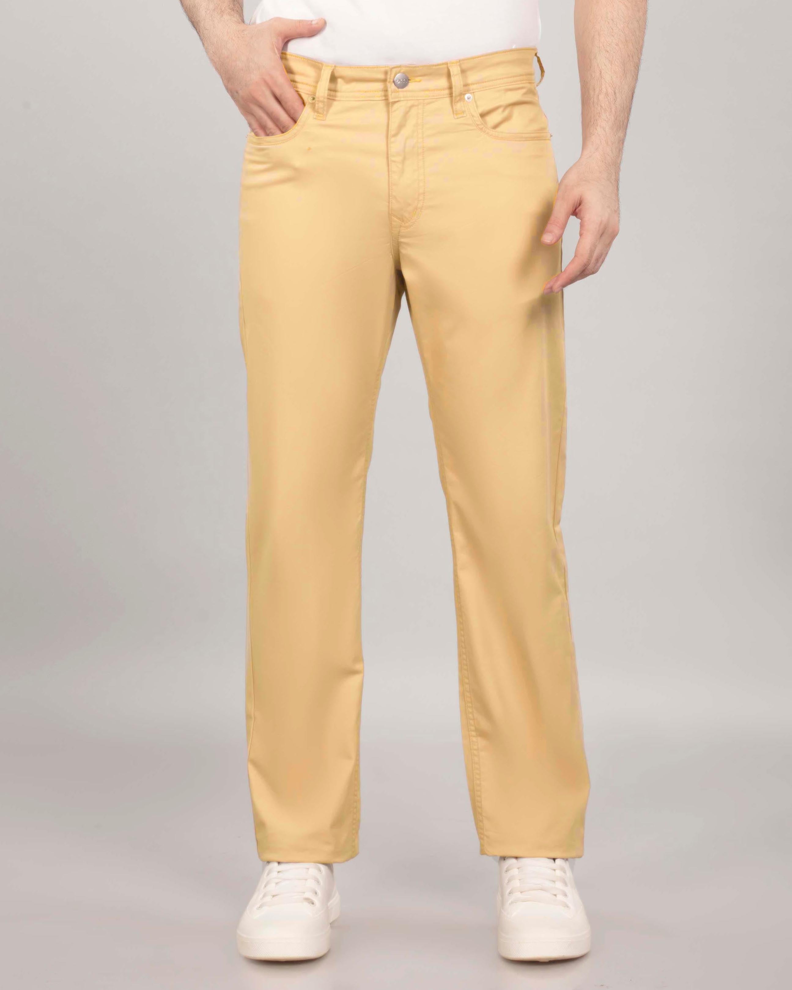Cream Cotton Pants for Men - Stretch Jeanos – Enim Custom Clothing