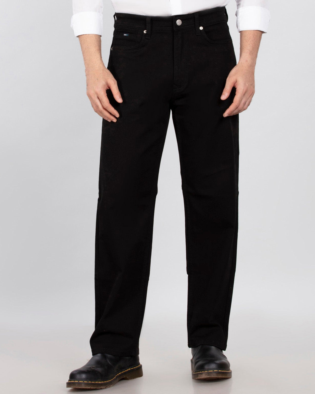 Pure Black Non-Stretch Denim - Relaxed Fit Jeans for Men – Enim Custom ...