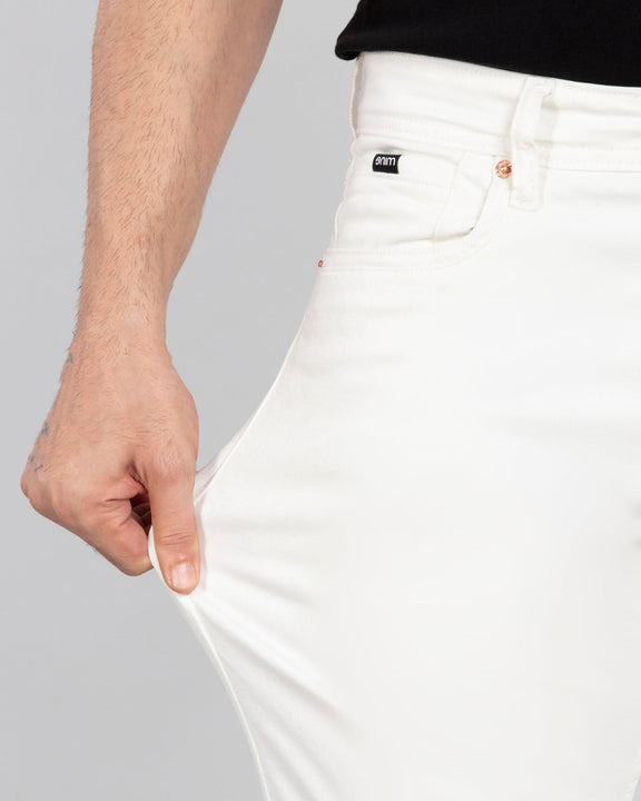 Custom-made Pure White Stretch Denim - Straight Fit Jeans for Any size ...