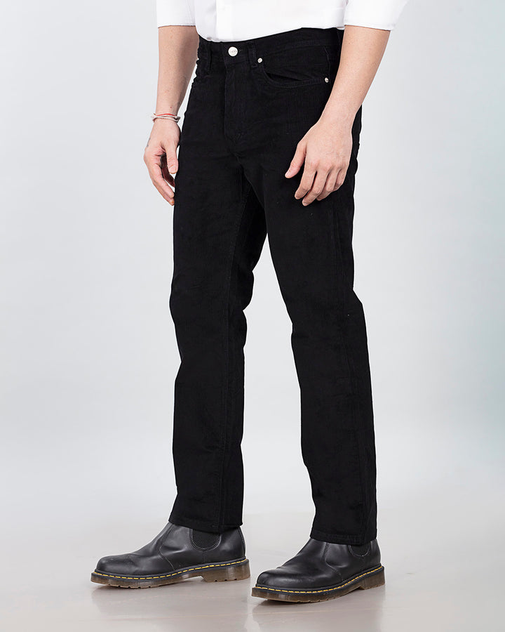 Custom-made Pure Black Stretch Corduroy - Straight Fit Jeans for Any ...