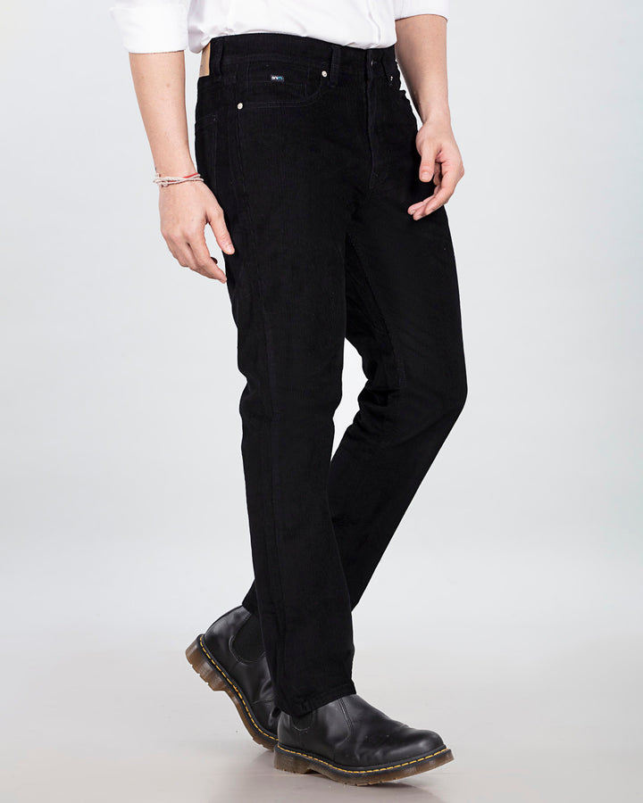 Custom-made Pure Black Stretch Corduroy - Straight Fit Jeans for Any ...