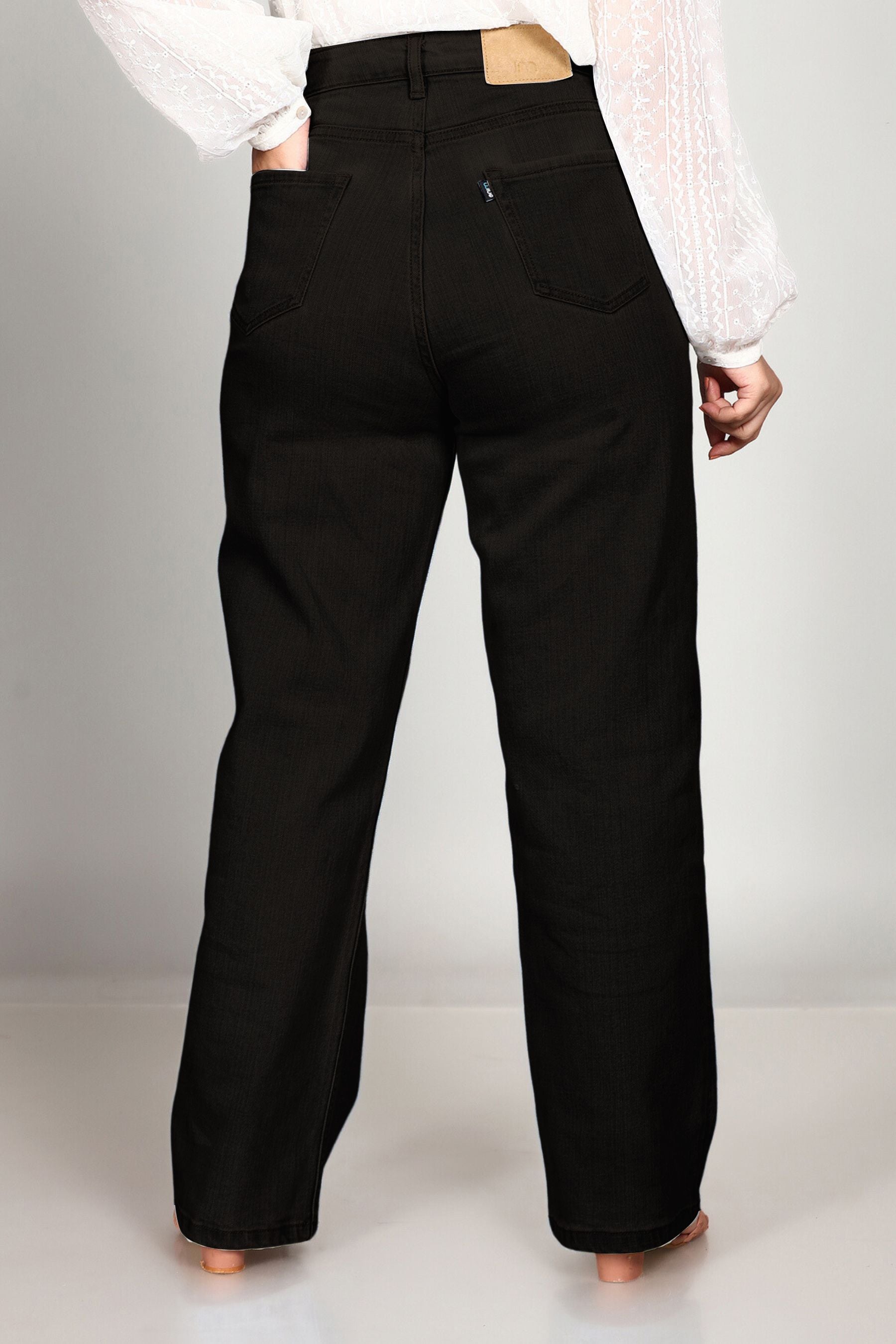 Shop Pure Black Wide Leg Jeans for Women – Enim Custom Clothing