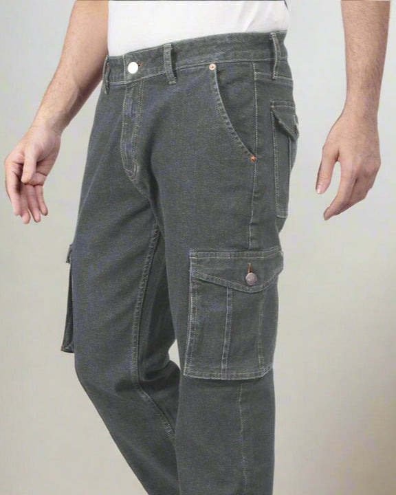 Custom-made Charcoal Non-Stretch Denim Classic Cargo for Any size ...
