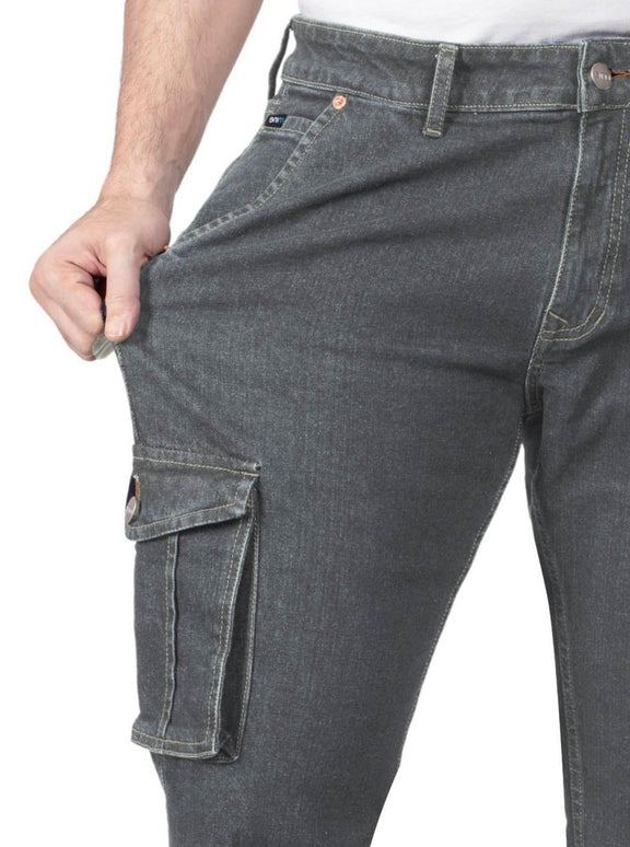 Custom-made Charcoal Non-Stretch Denim Classic Cargo for Any size ...