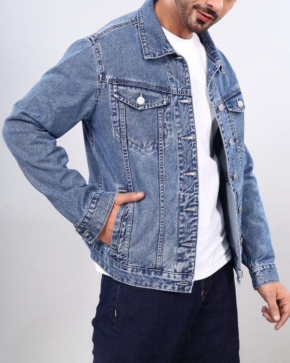 Shop Custom-Made Denim Jackets for Men in Trendy Mid Blue – Enim Custom ...