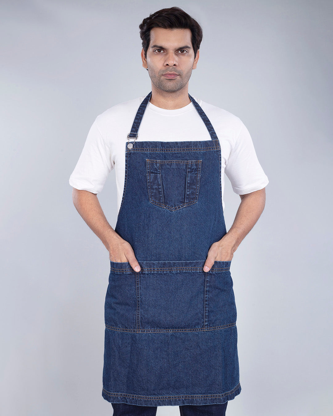 Shop Cusom Made Mid Blue Denim Aprons for Women Online – Enim Custom ...