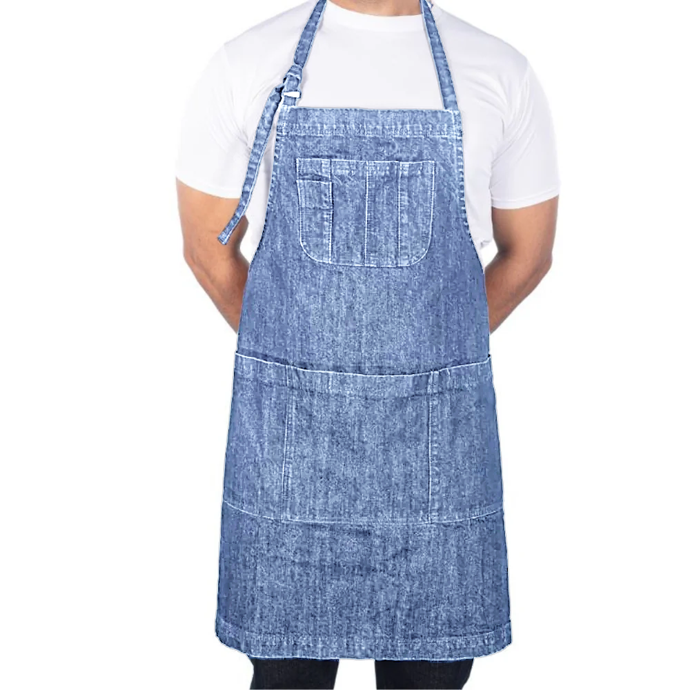 Shop Cusom Made Mid Blue Denim Aprons for Women Online – Enim Custom ...